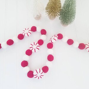 Peppermint Ball Garland , Christmas Ornaments, Mint Felt Garland ...