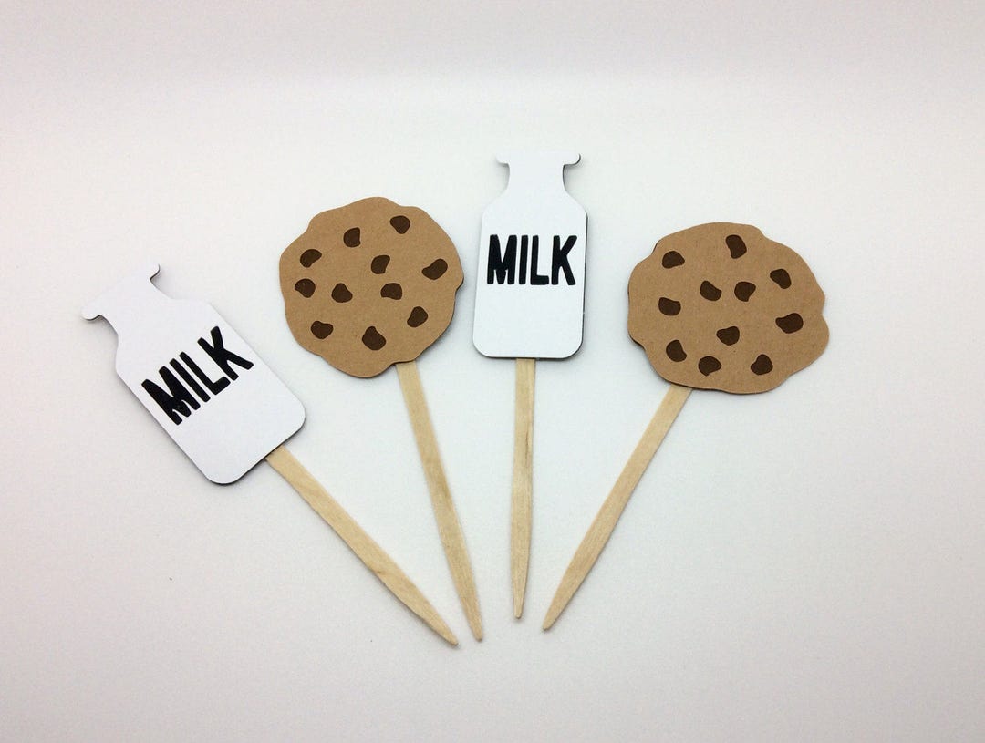 Milk and Cookies, Cupcake Toppers, Cookie Cupcake Toppers, Milk and ...