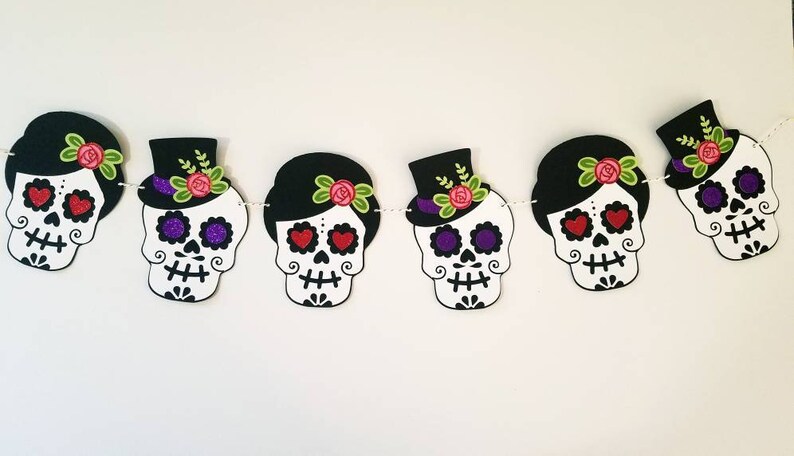 Sugar skull banner day of the dead decor dia de Los muertos | Etsy
