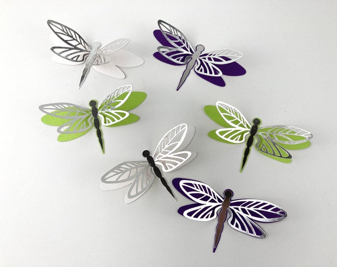 Layered Paper Dragonfly Cupcake Toppers Silver Foil - Etsy