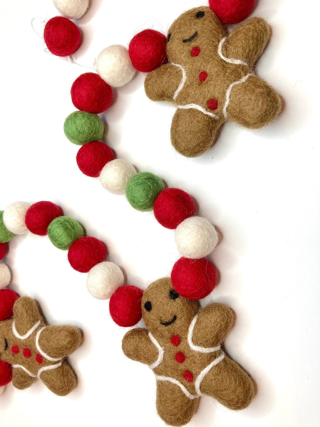 Felt Gingerbread Man Ball Garland, Candyland Garland, Christmas Garland ...
