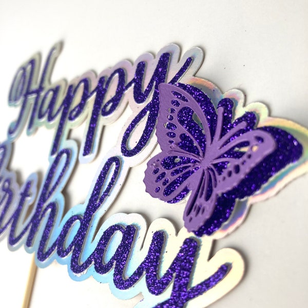 Butterfly Happy Birthday Girl Cake Topper - Etsy