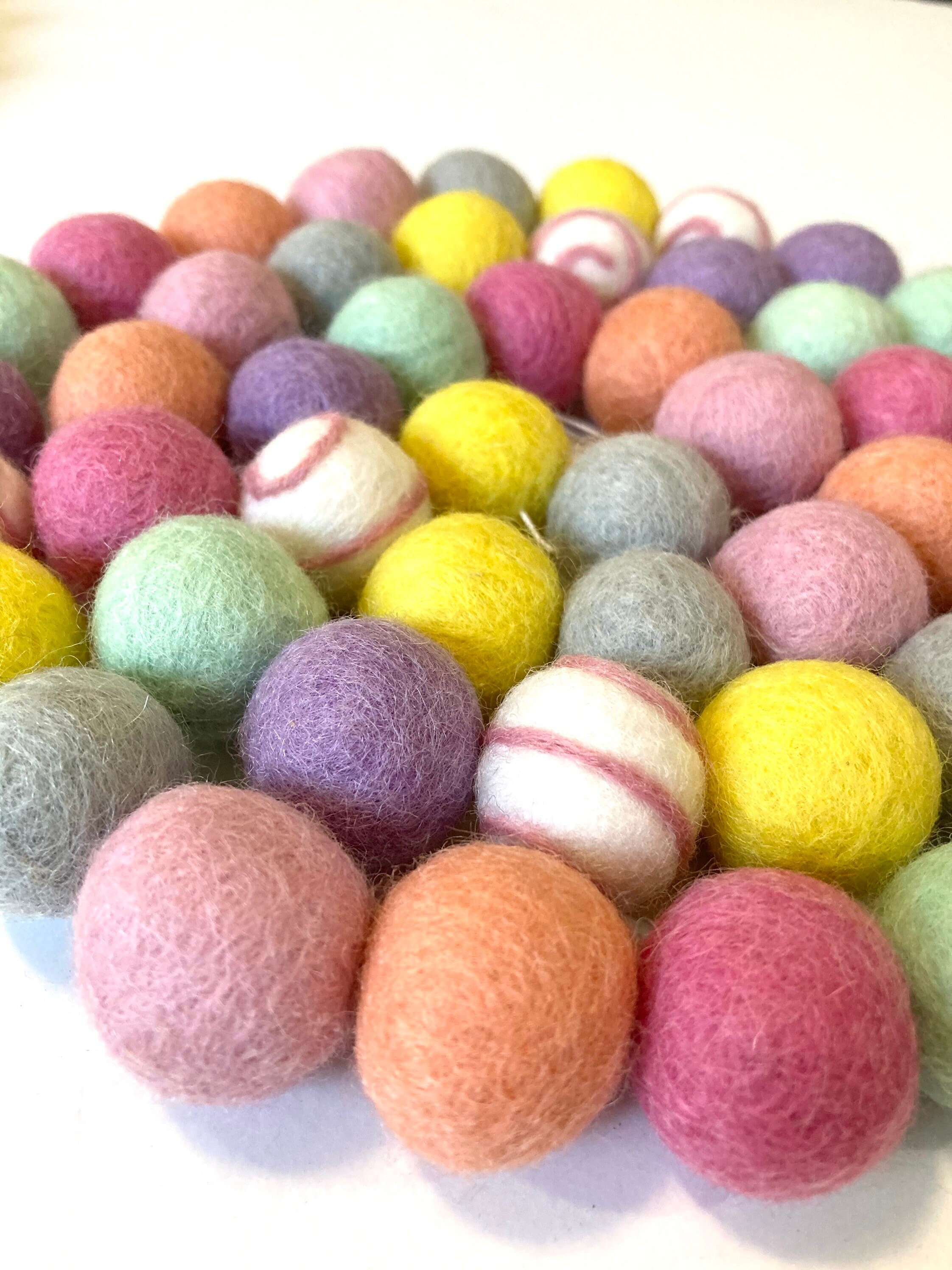 Easter Felt Ball Garland, Pastel Easter Felt Ball, Spring Decoration ...