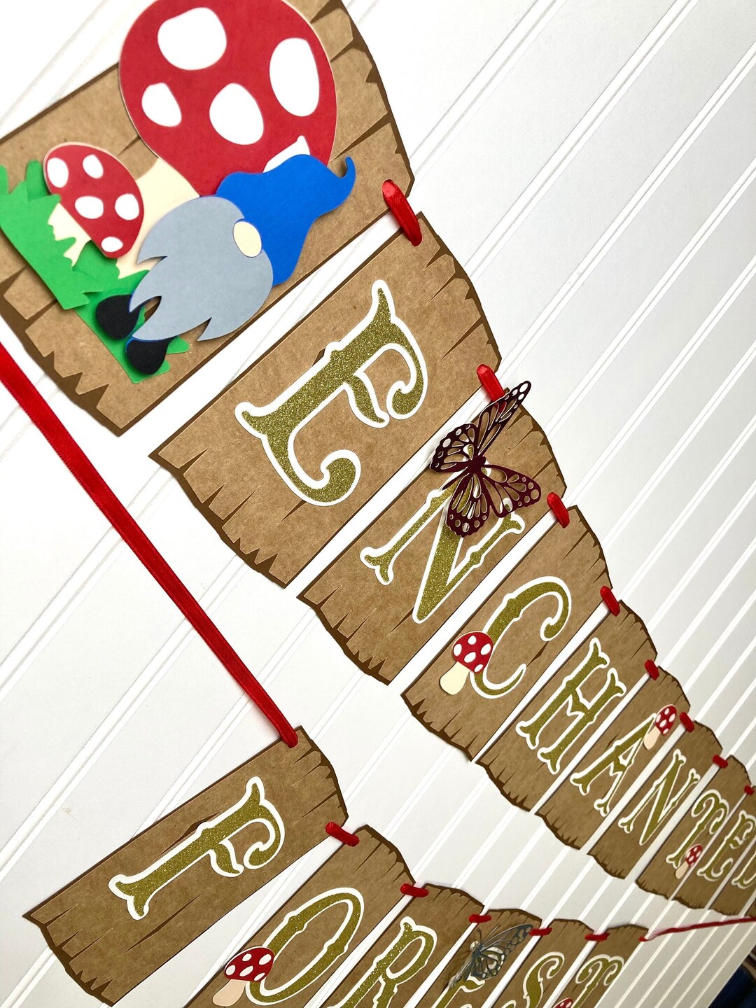 Mushroom Gnome Woodland Party Banner, Highchair Banner, First Birthday ...
