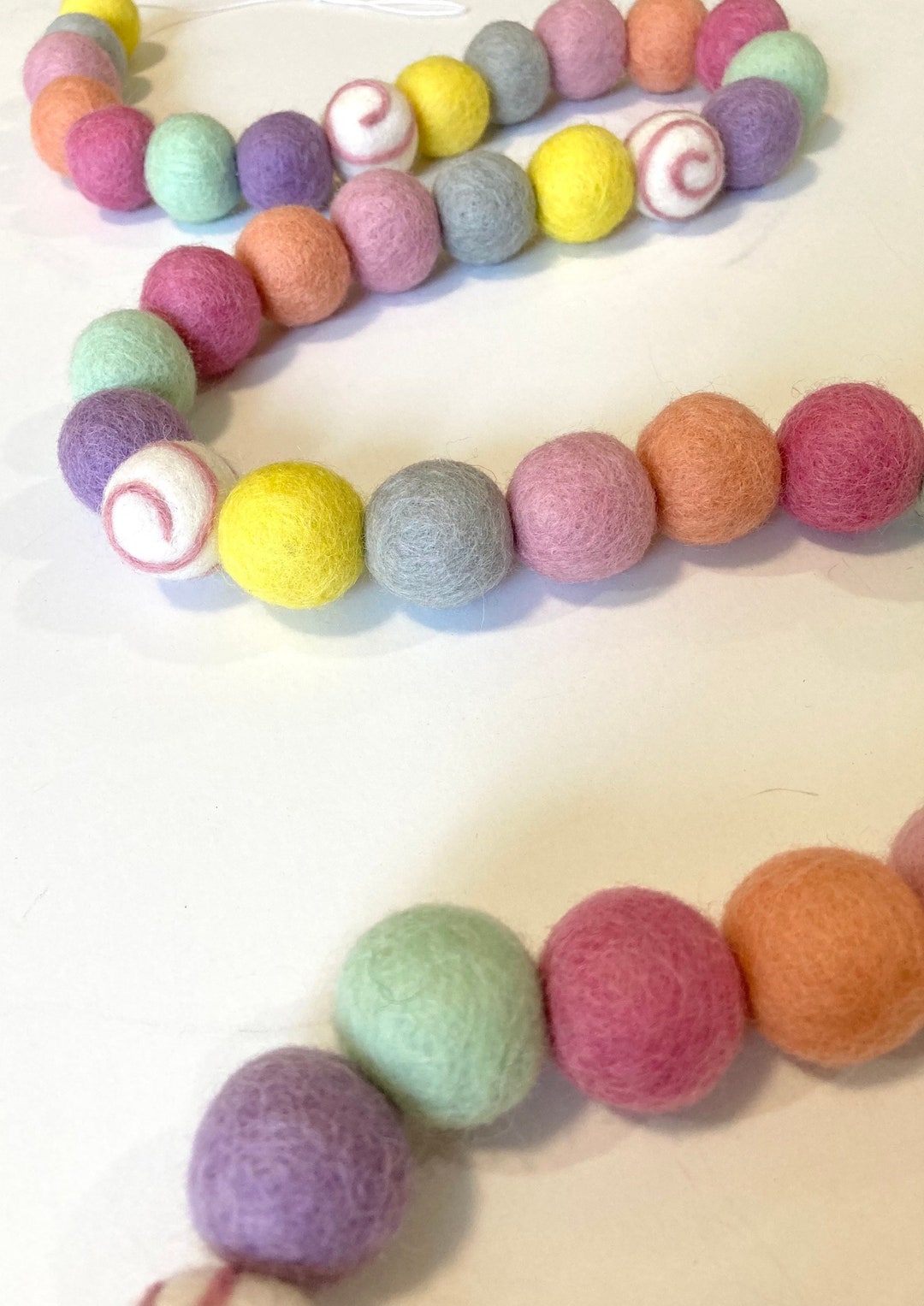 Easter Felt Ball Garland, Pastel Easter Felt Ball, Spring Decoration ...