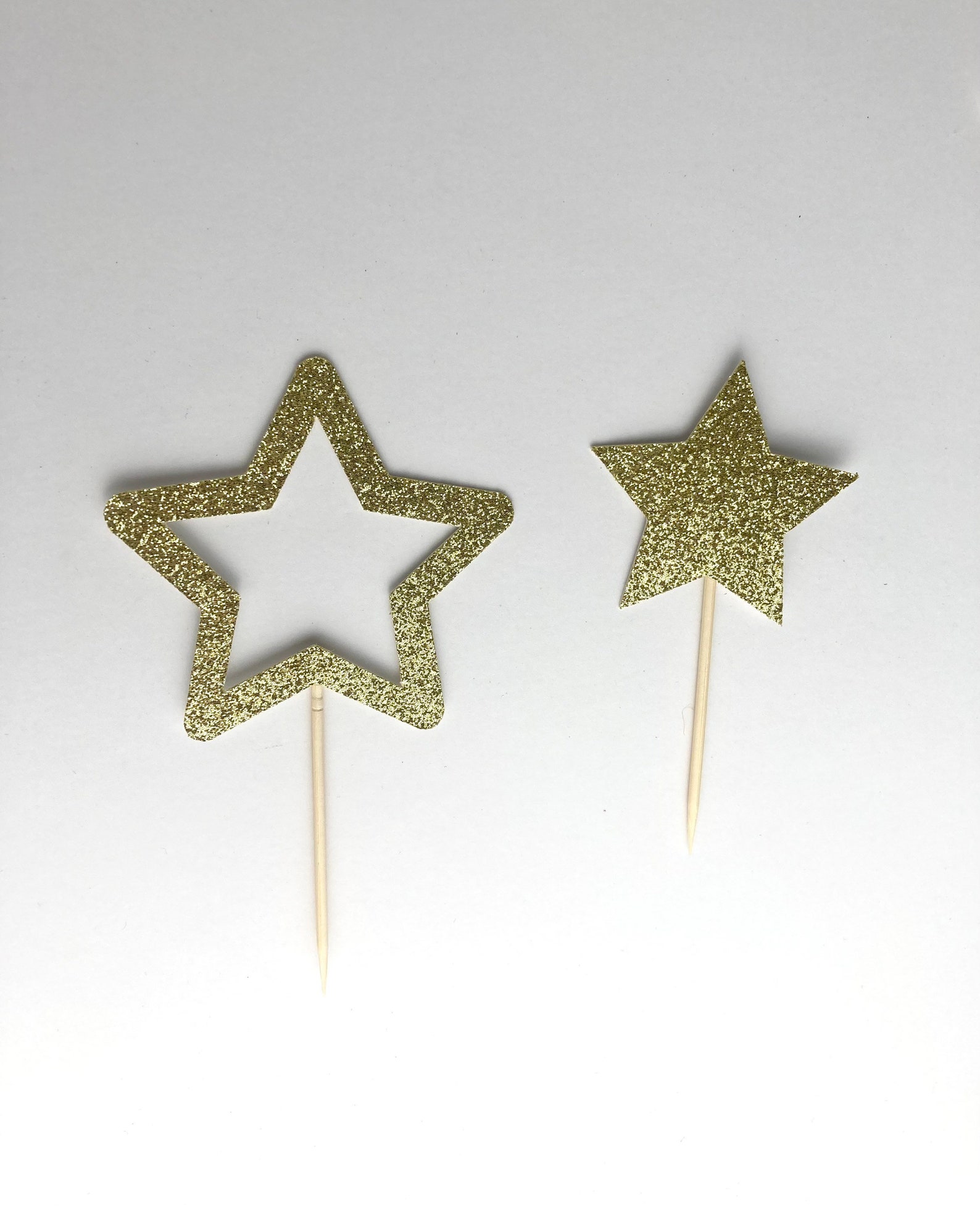 Gold Star Cupcake Toppers, Star Birthday, Simple Cupcake Picks, Star ...
