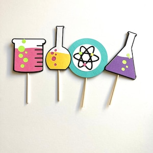 Science Banner, Cupcake Toppers, Chemistry Party, Elements Beakers, Mad ...