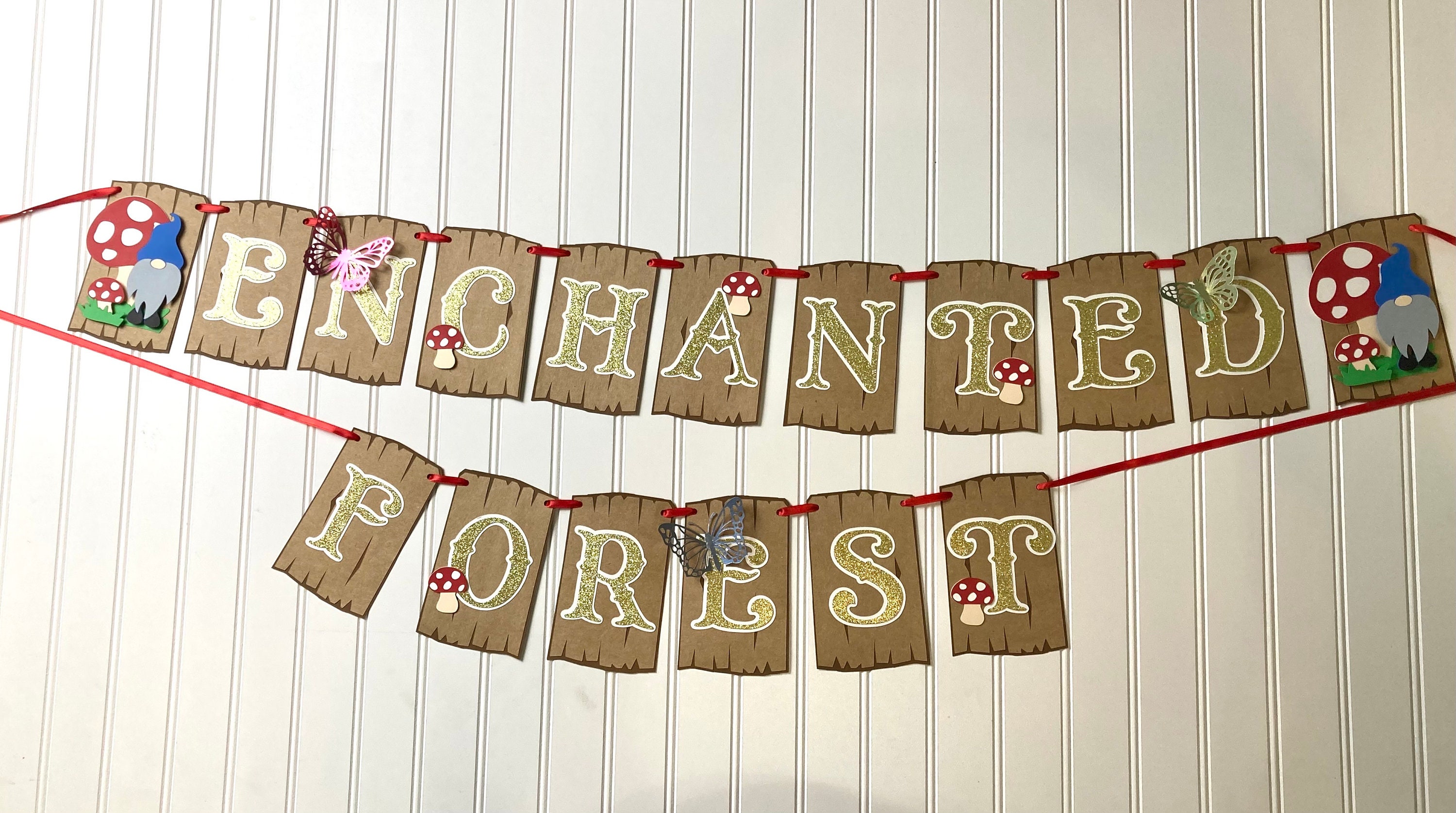 Mushroom Gnome Woodland Party Banner, Highchair Banner, First Birthday ...