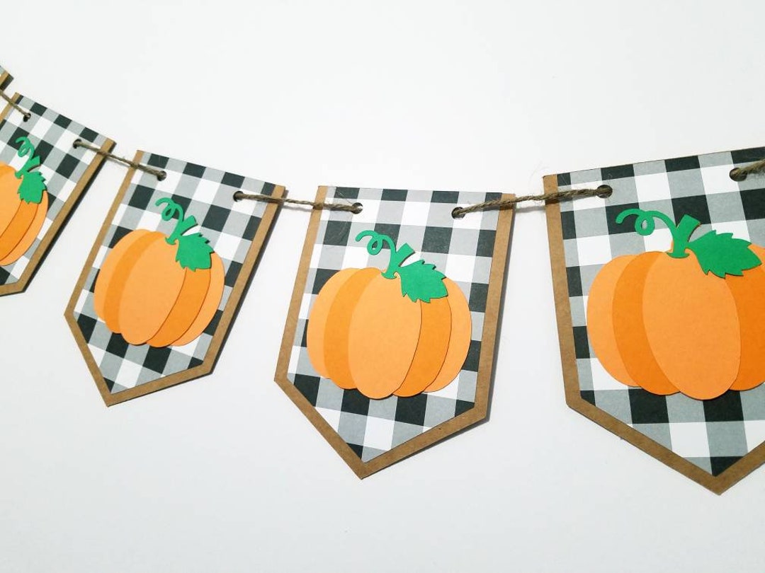 Fall Banner, Pumpkin Banner, Plaid Fall Banner, Buffalo Plaid ...