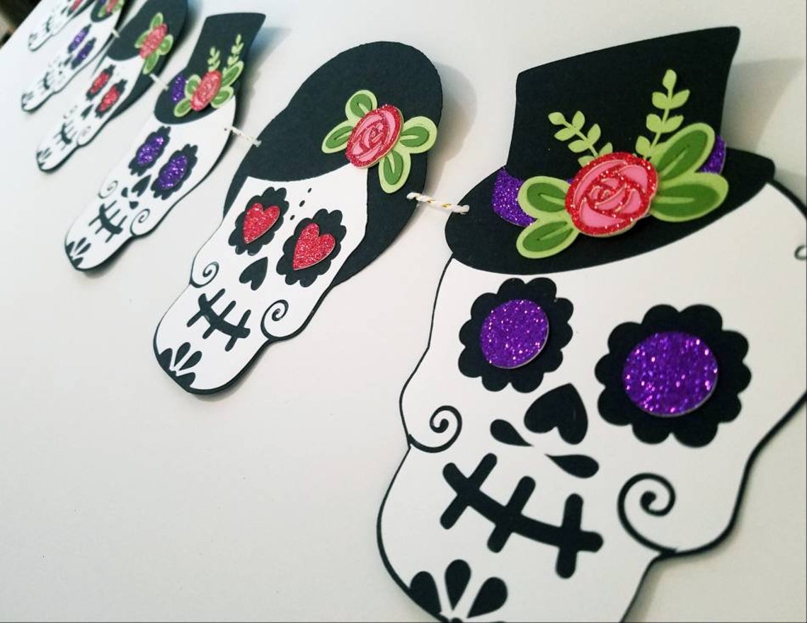 Sugar skull banner day of the dead decor dia de Los muertos | Etsy