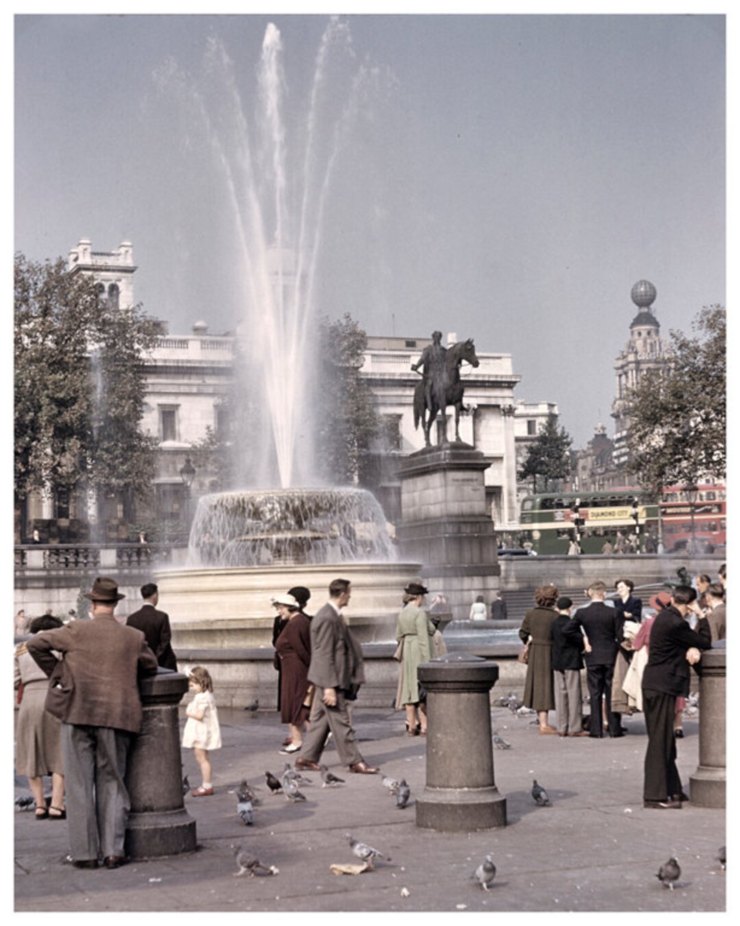 London Trafalgar Square Street Scene, 1950s 8x10 Print - Etsy UK