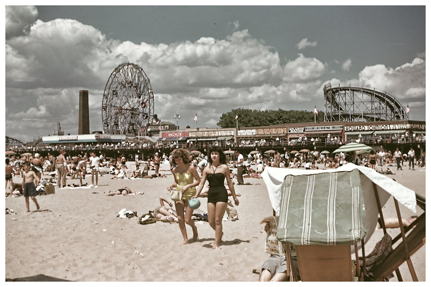 Coney Island Beach foto Vintage de los años 1950 de diapositiva ...