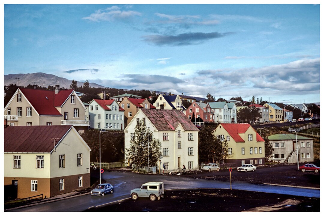 1980s Vintage Photograph of a Colorful Akureyri, a Town in Iceland 12x8 ...