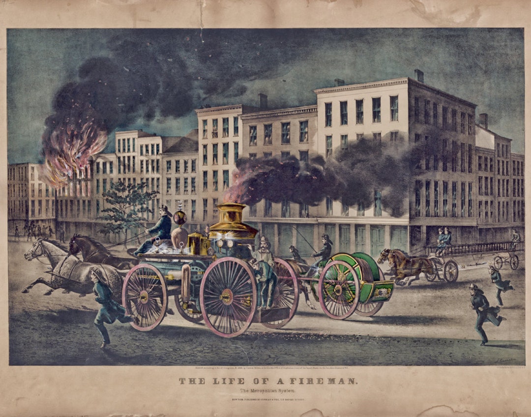 Firefighter Gift or Decor Vintage 1866 Artwork "the Life of the Fireman ...