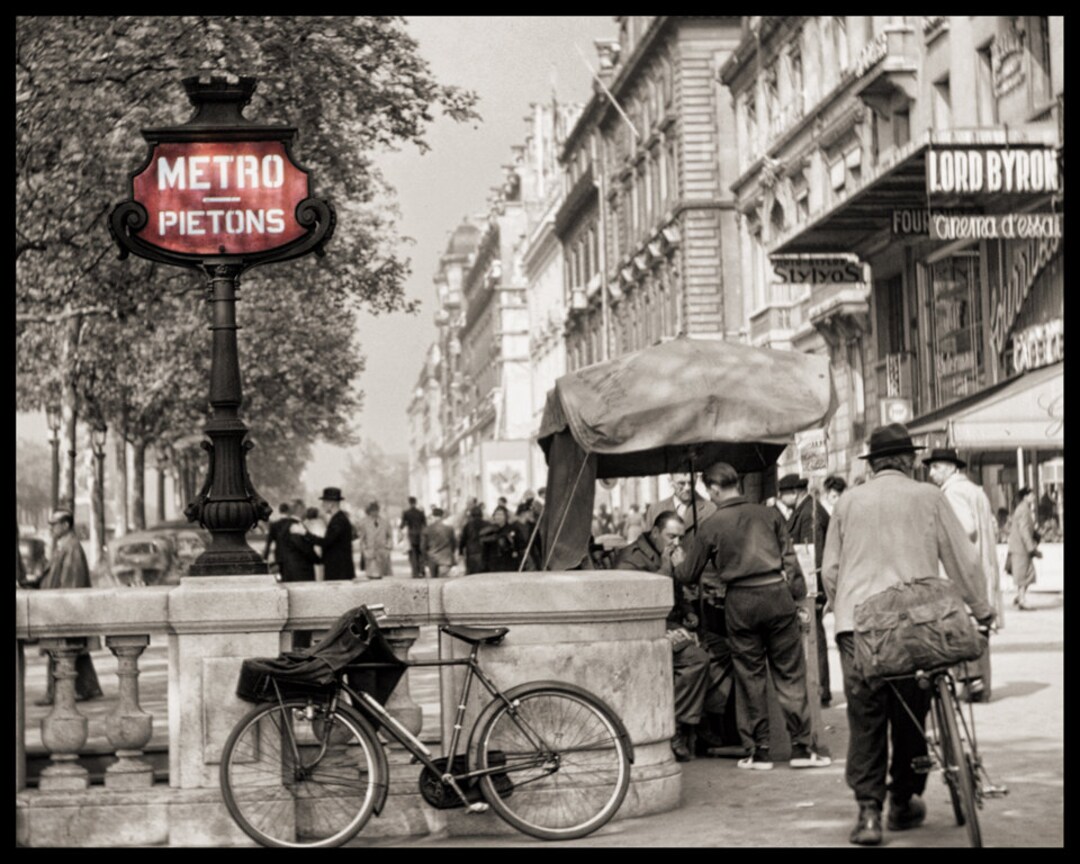 Paris Metro on Champs Elysees 1952 Vintage Print From Original Negative ...