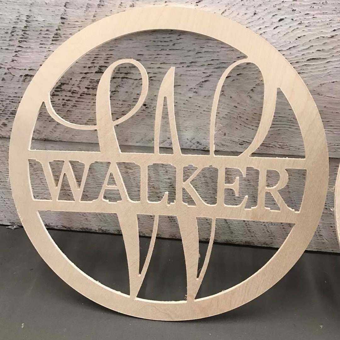 Wood - Last Name Circle Design - Etsy