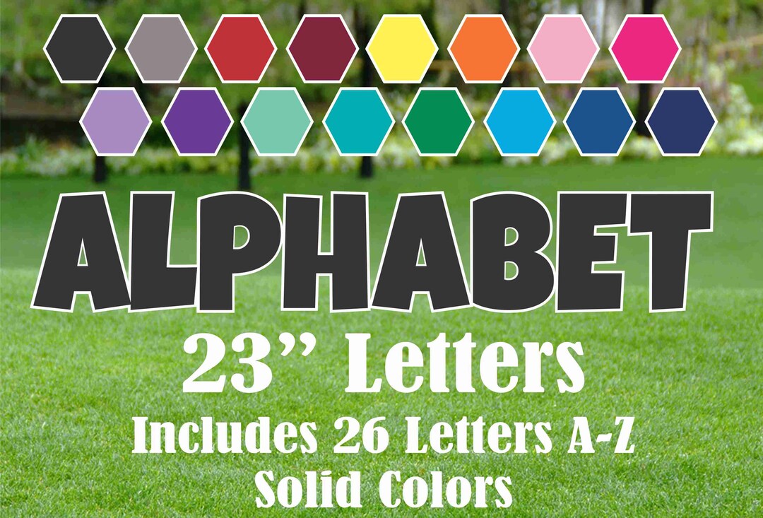Alphabet A Z 23 Luckiest Guy Font Yard Sign Letters Solid Color Etsy