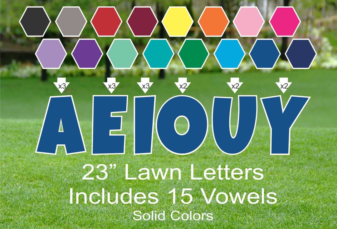 23" Luckiest Guy Font Yard Sign Letters - VOWELS - Solid Color | Yard ...