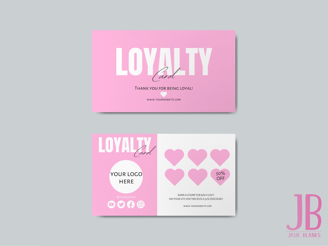INSTANT DOWNLOAD Barbie Pink Hearts Editable Canva Loyalty Card ...