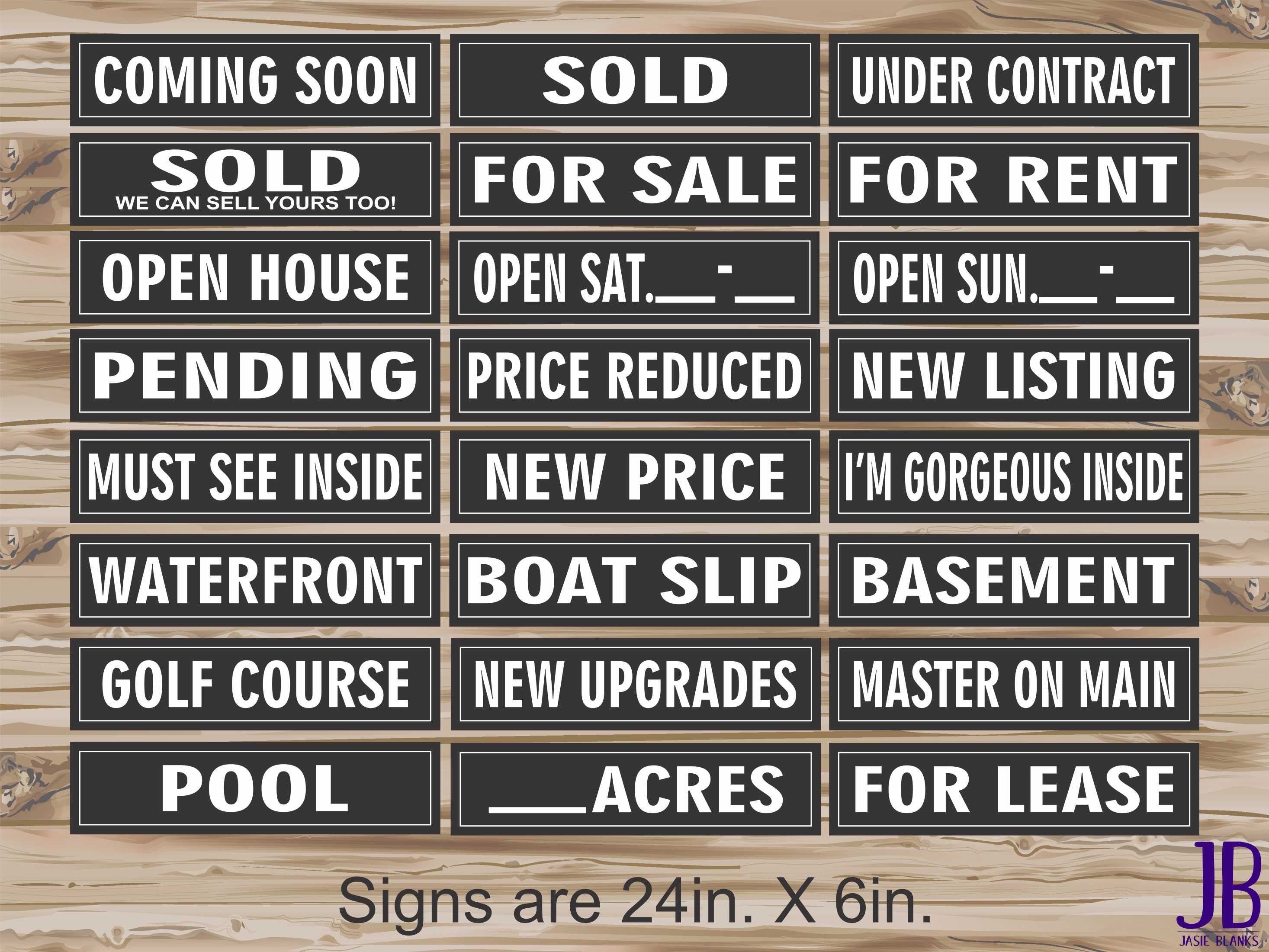 Real Estate Riders White With Black Background - Etsy