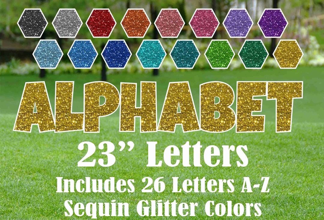 Alphabet A Z 23 Luckiest Guy Font Yard Sign Letters Sequin Etsy