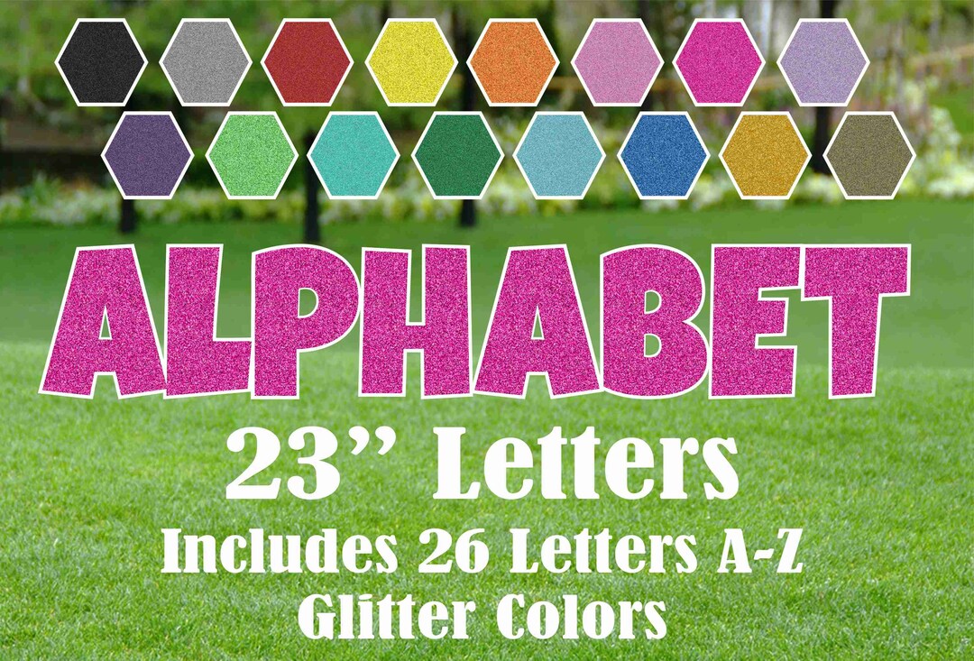 ALPHABET (A-Z) 23" Luckiest Guy Font Yard Sign Letters - Glitter - Etsy