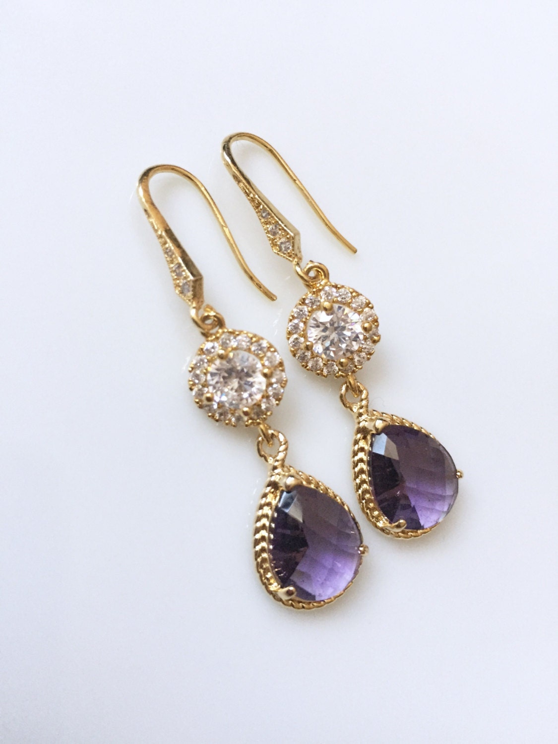 Gold Amethyst Purple Jewelry Set,gold Purple Necklace and Earrings Set ...
