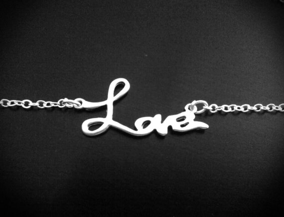 STERLING SILVER Chainlove Script Necklacelove | Etsy