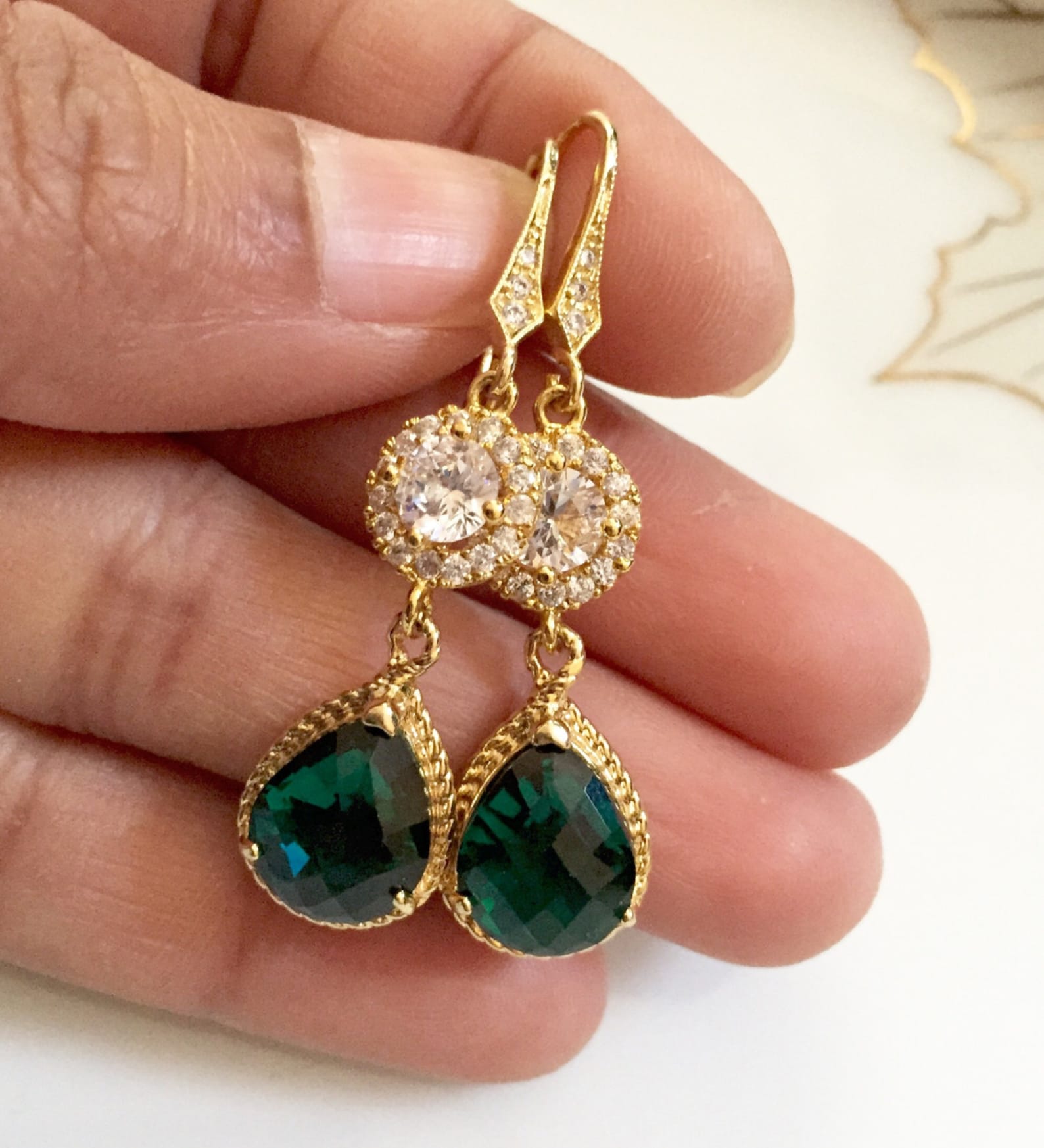 Ensemble de bijoux vert émeraude collier et boucles - Etsy Canada