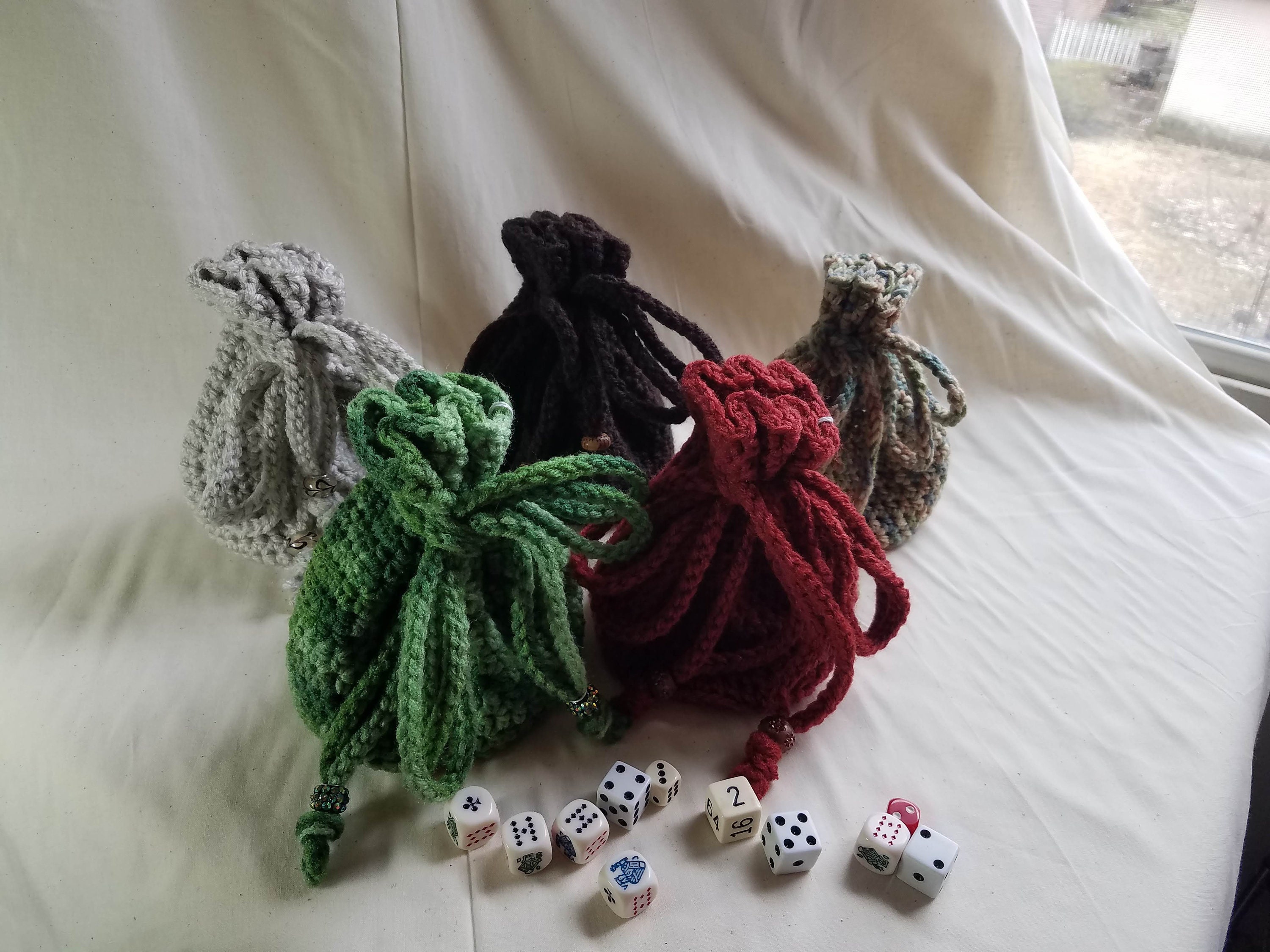 Custom Medium Crocheted Drawstring Dice Bag - Etsy UK