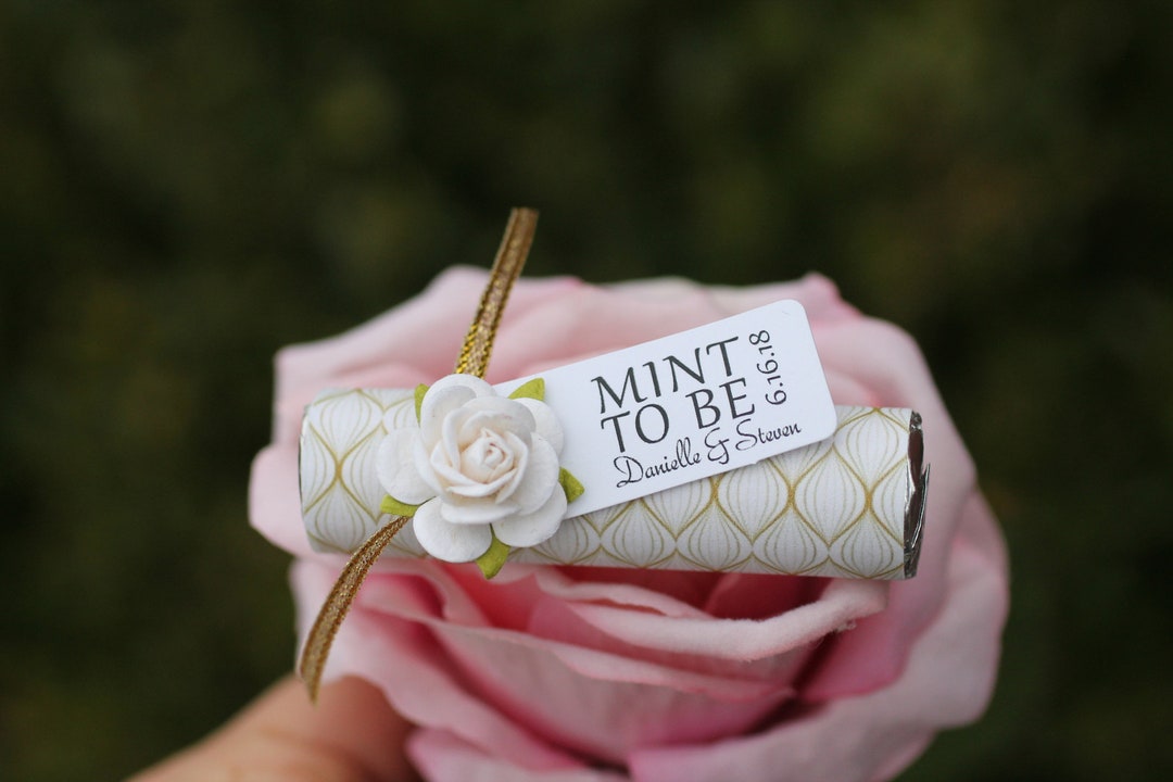 Gold Wedding Favors With White Roses - Set of 24 Mint Rolls, White ...