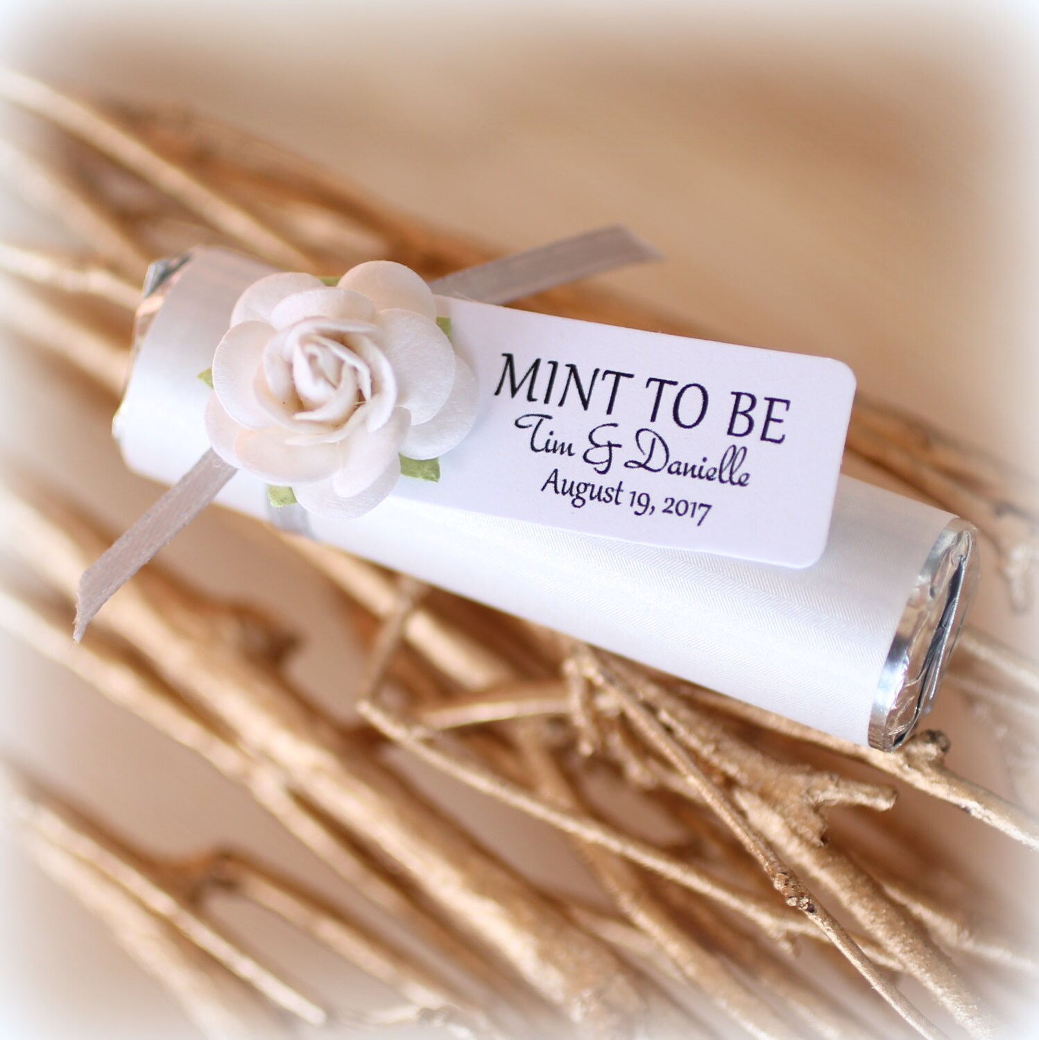 Personalized Wedding Mint Favors: Elegant White Floral Tag - Etsy