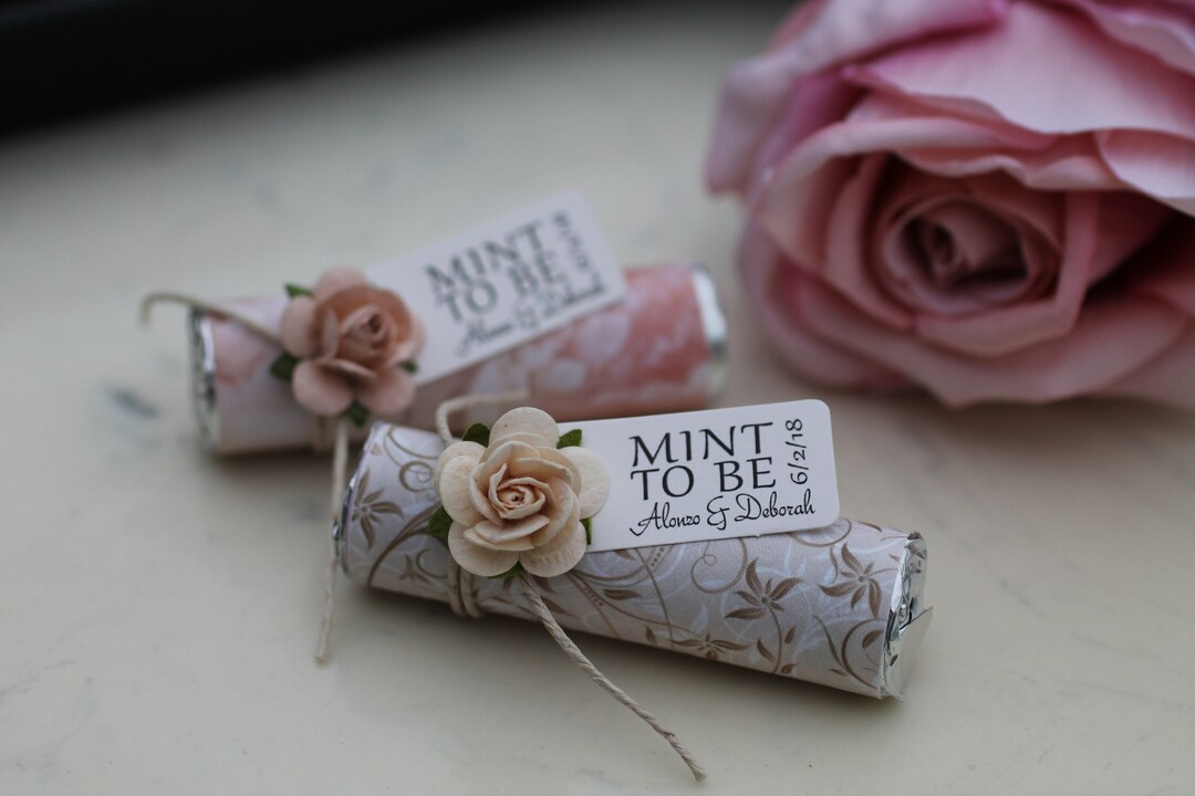 Set of 35 Favors, Decorated Mints With Personalized Tag, Blush and ...