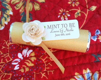 Set of 200 mint rolls personalized wedding favors blush