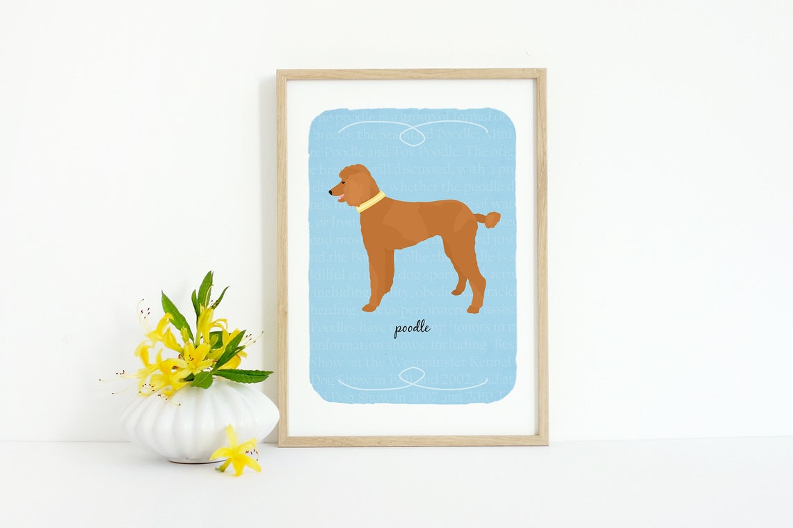 Red Standard Poodle Custom Dog Art Print - Etsy