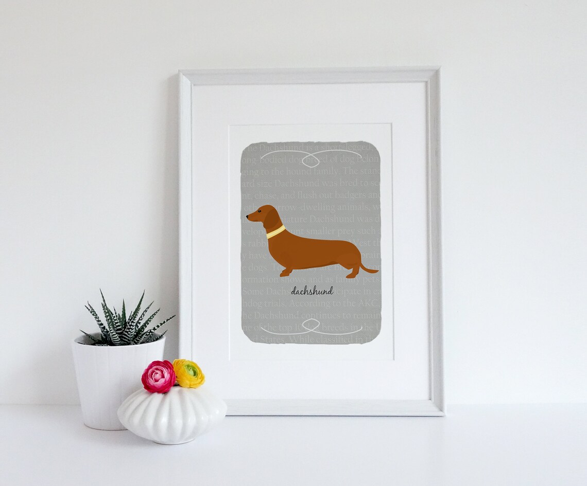 Red Dachshund Breed Custom Dog Art Print - Etsy