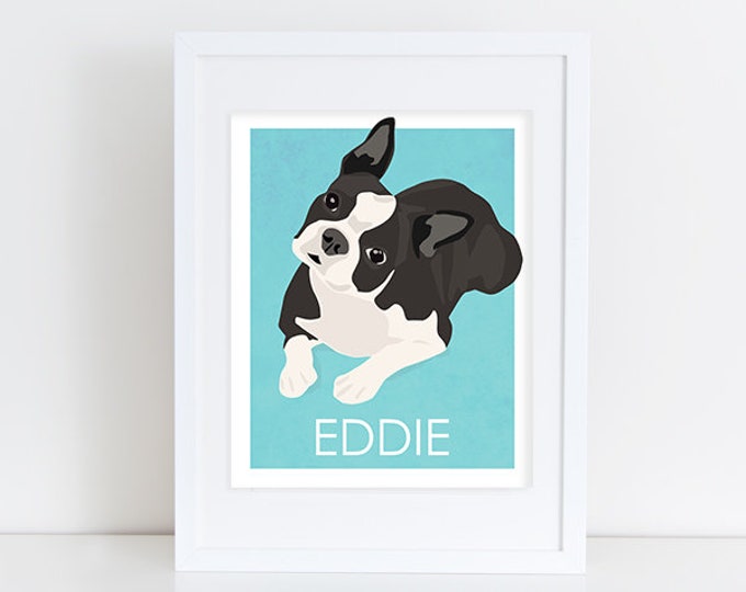 Boston Terrier Art Print Custom Dog Art - Etsy
