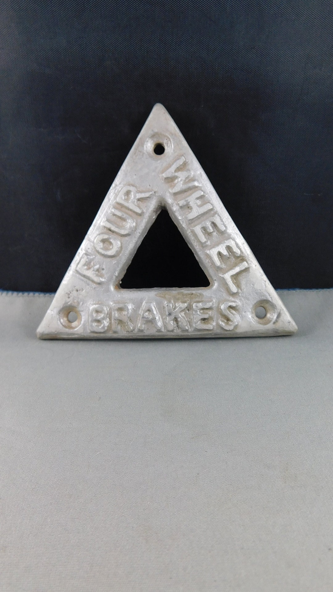 Rare Old Four Wheel Brakes Warning Sign for Car or Truck Triangular ...
