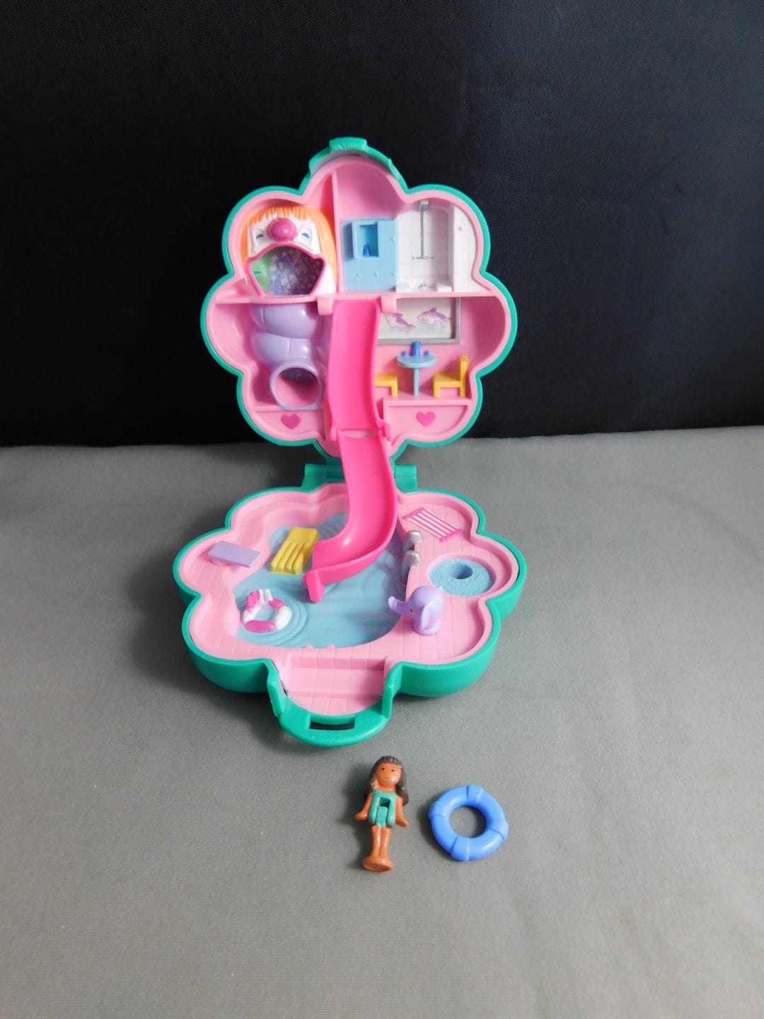 Vintage 1990 Bluebird Polly Pocket Water Fun Park Swimming Pool GREEN ...