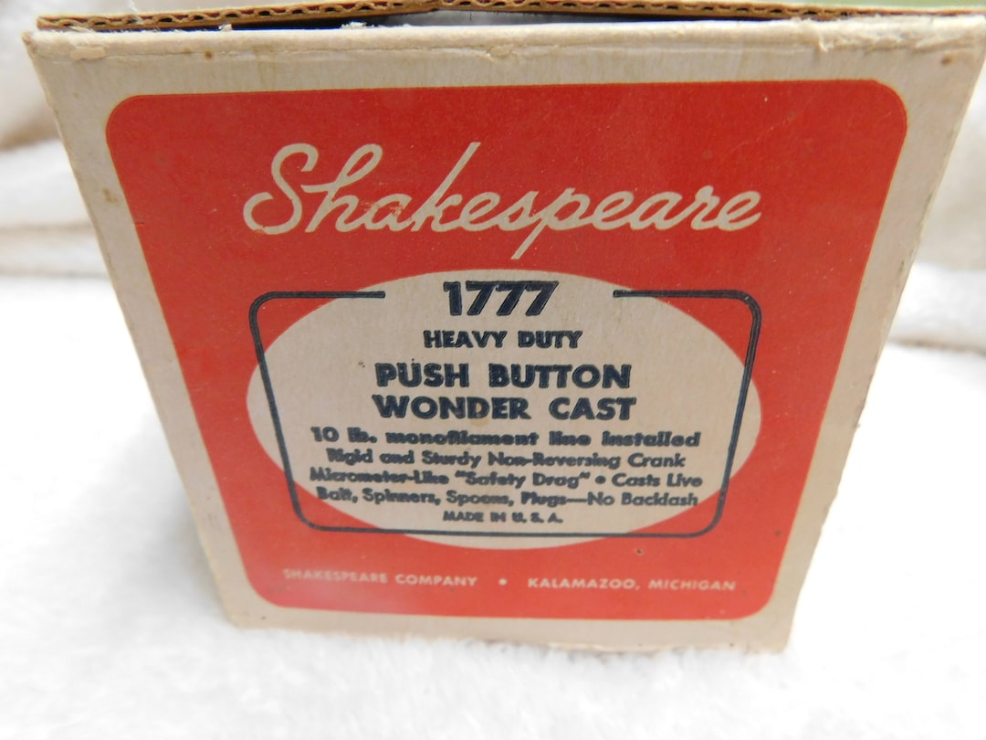 Vintage Shakespeare 1777 Heavy Duty Push Button Wonder Cast Reel BOX ...