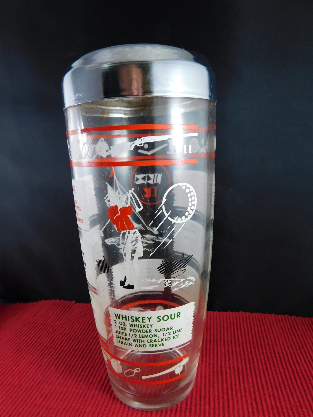 Retro Cocktail Shaker Glass Cocktail Shaker With Recipes on Glass W ...