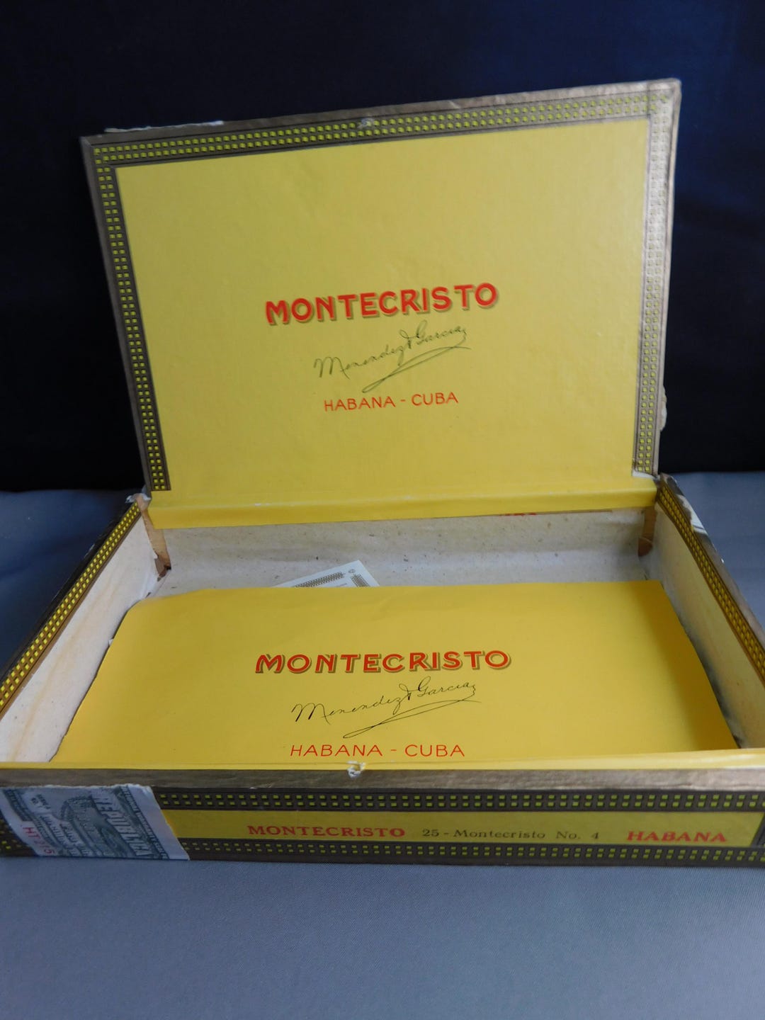 Vintage Montecristo Box NO. 4 Cigar Box-empty 9” X 5 1/2” Signed - Etsy