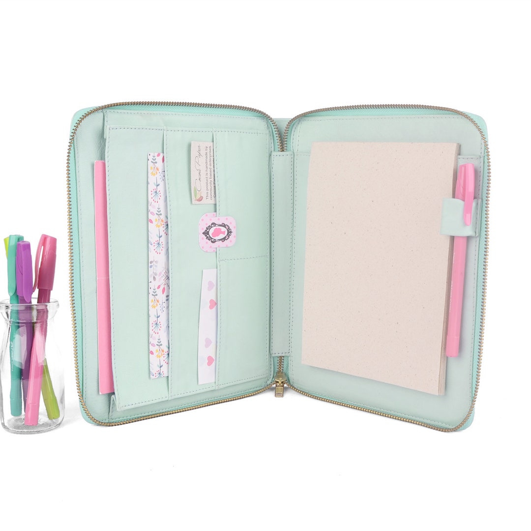 NATIVE A5 Leather Compendium, Full Leather, Multiple Pockets, Zip ...