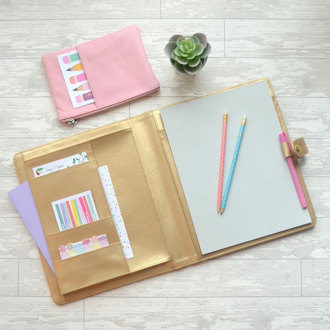 OXFORD A4 Leather Padfolio / Portfolio Multiple Pockets, Snap Closure ...