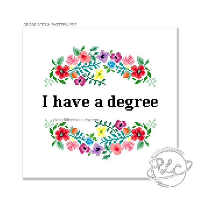 Graduation Cross Stitch Pattern – Floral Wreath, Modern DIY (PDF ...