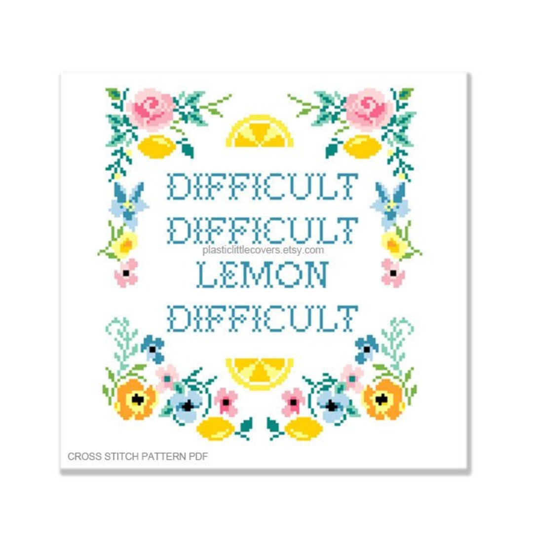 Modern Cross Stitch Pattern PDF Difficult Difficult Lemon - Etsy