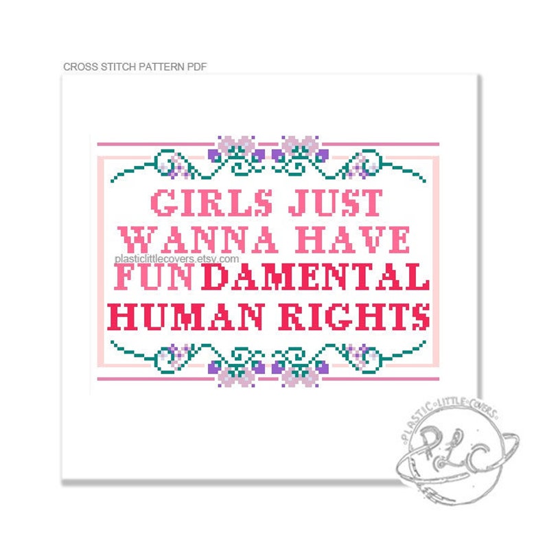 Modern Cross Stitch Pattern PDF Girls Just Wanna Have - Etsy