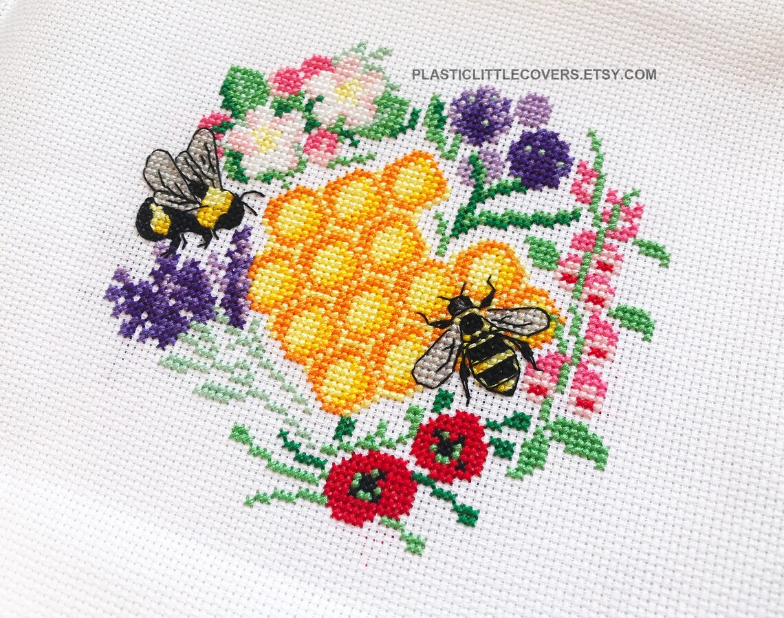 Bee Cross Stitch Pattern Pdf bees and Blooms | Etsy