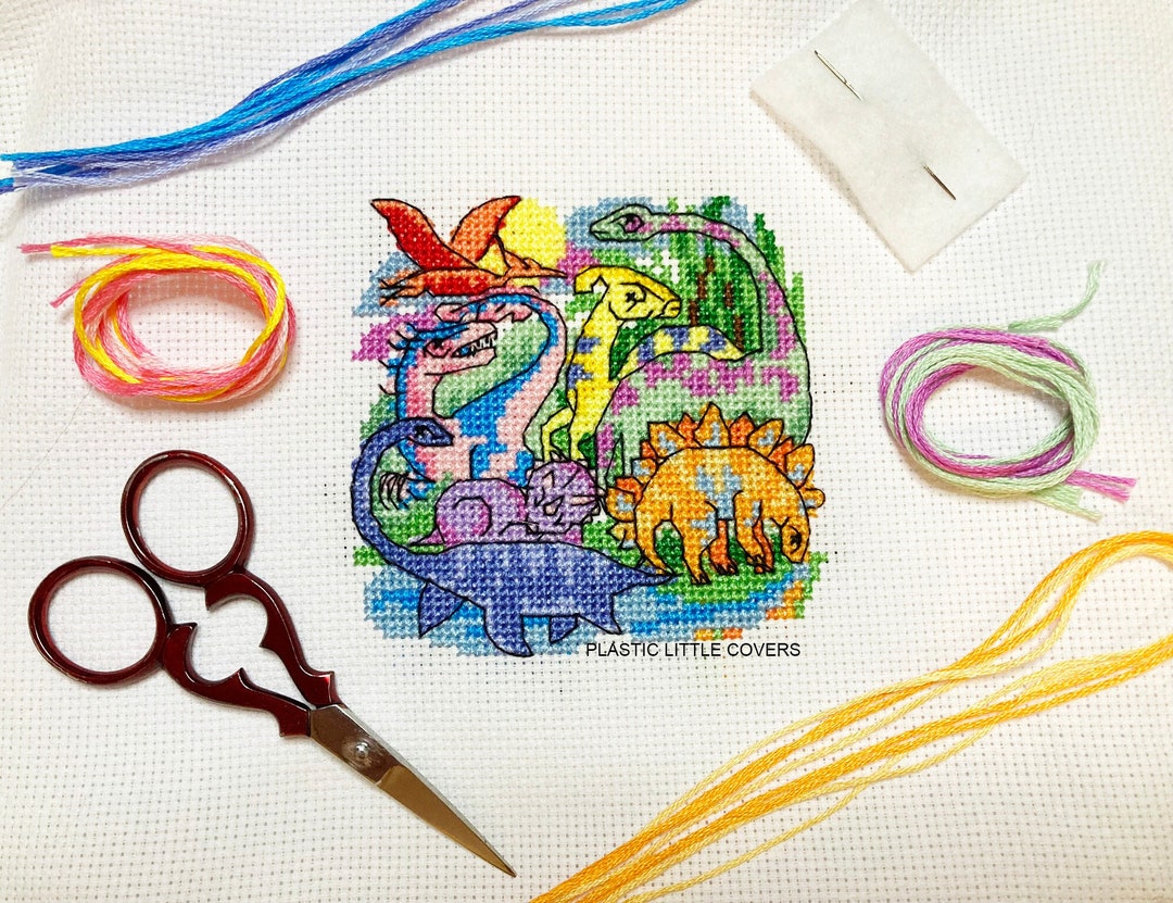 Dinosaur Cross Stitch Pattern PDF - Dinosaur Troupe - 5 Inch Hoop ...