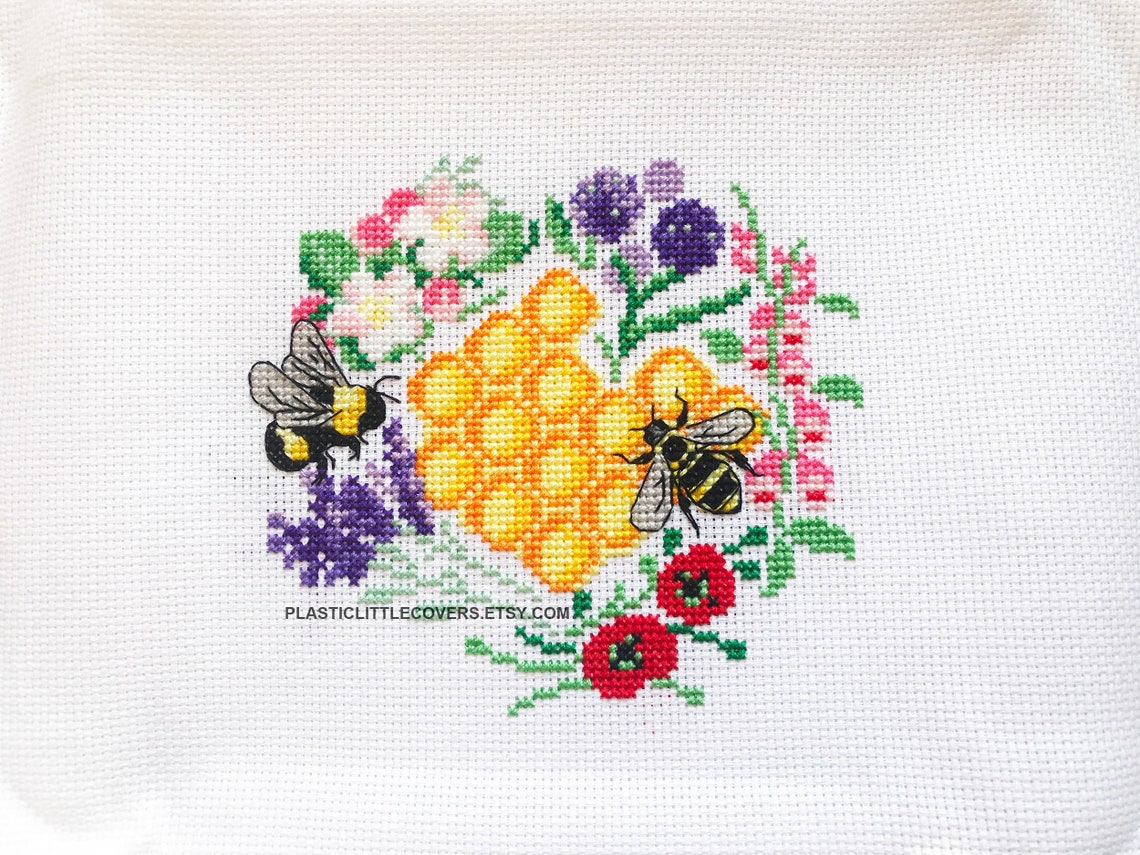 Bee Cross Stitch Pattern Pdf bees and Blooms | Etsy